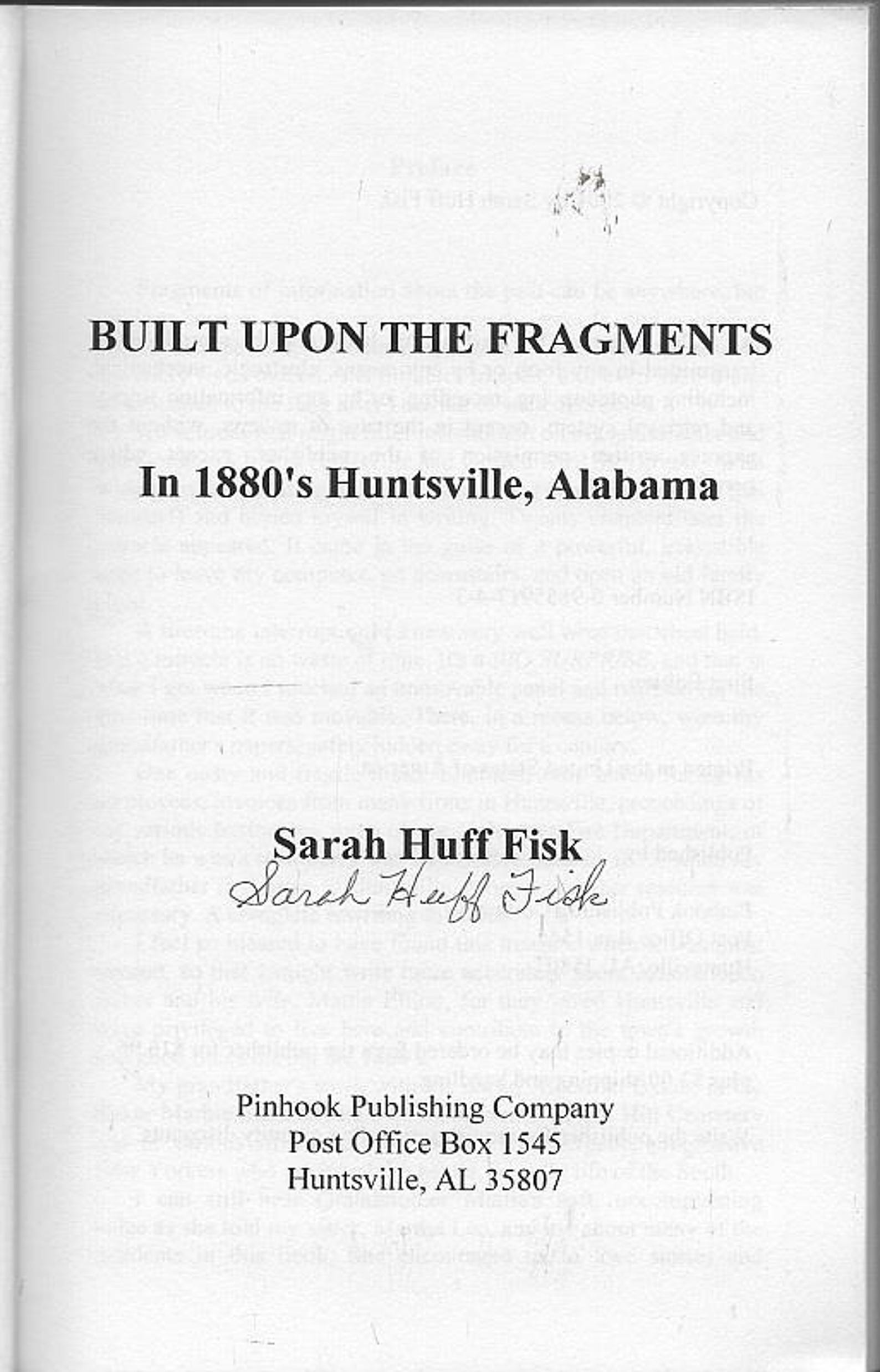 Historical Books About Huntsville Alabama in the 1800's by Sarah Huff ...