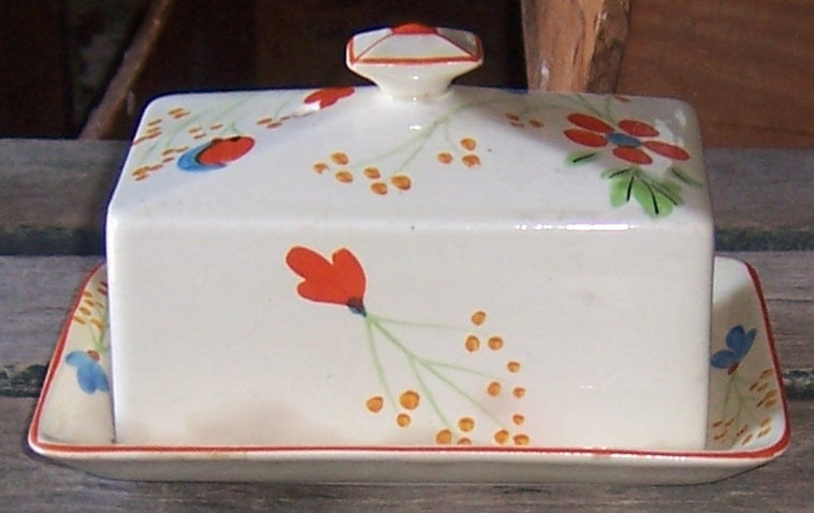 James Kent Fenton Pottery Butter Dish Decorated Deco Flowers Vintage ...