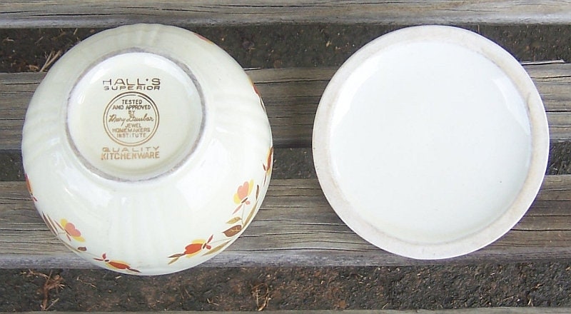 Hall's China Jewel Tea Autumn Leaf Covered Grease Jar, Serving Platter ...