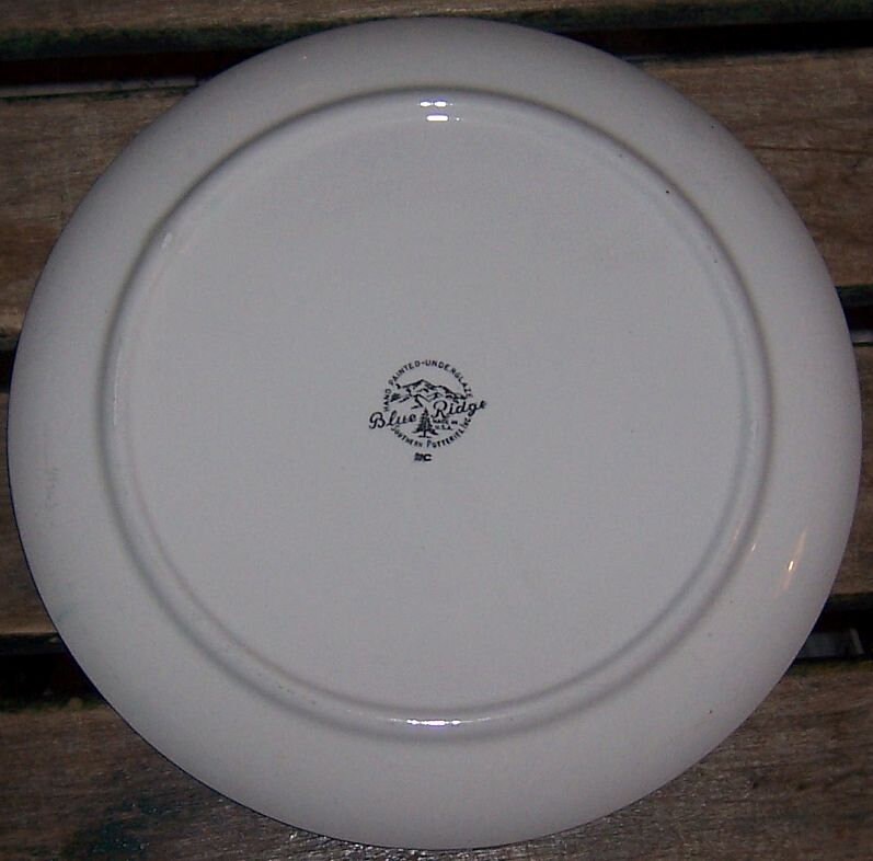 Vintage Blue Ridge Evening Flower Pattern Skyline Shape Dinner Plate or ...