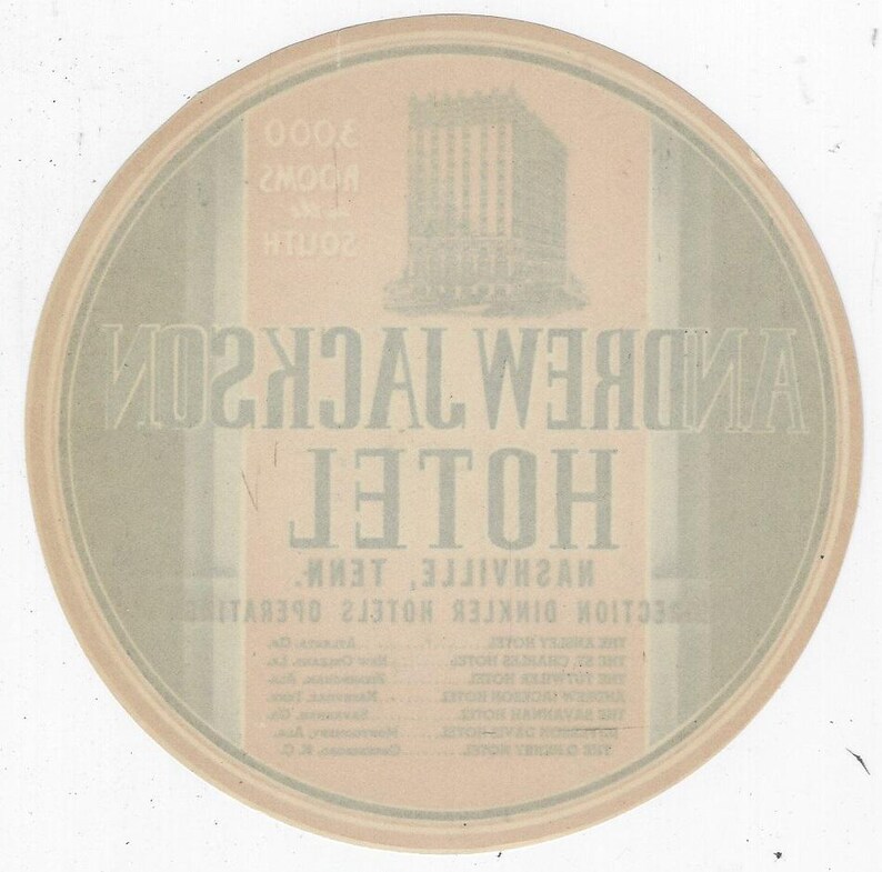Tennessee Vintage Luggage Labels Andrew Jackson Hotel, Nashville ...