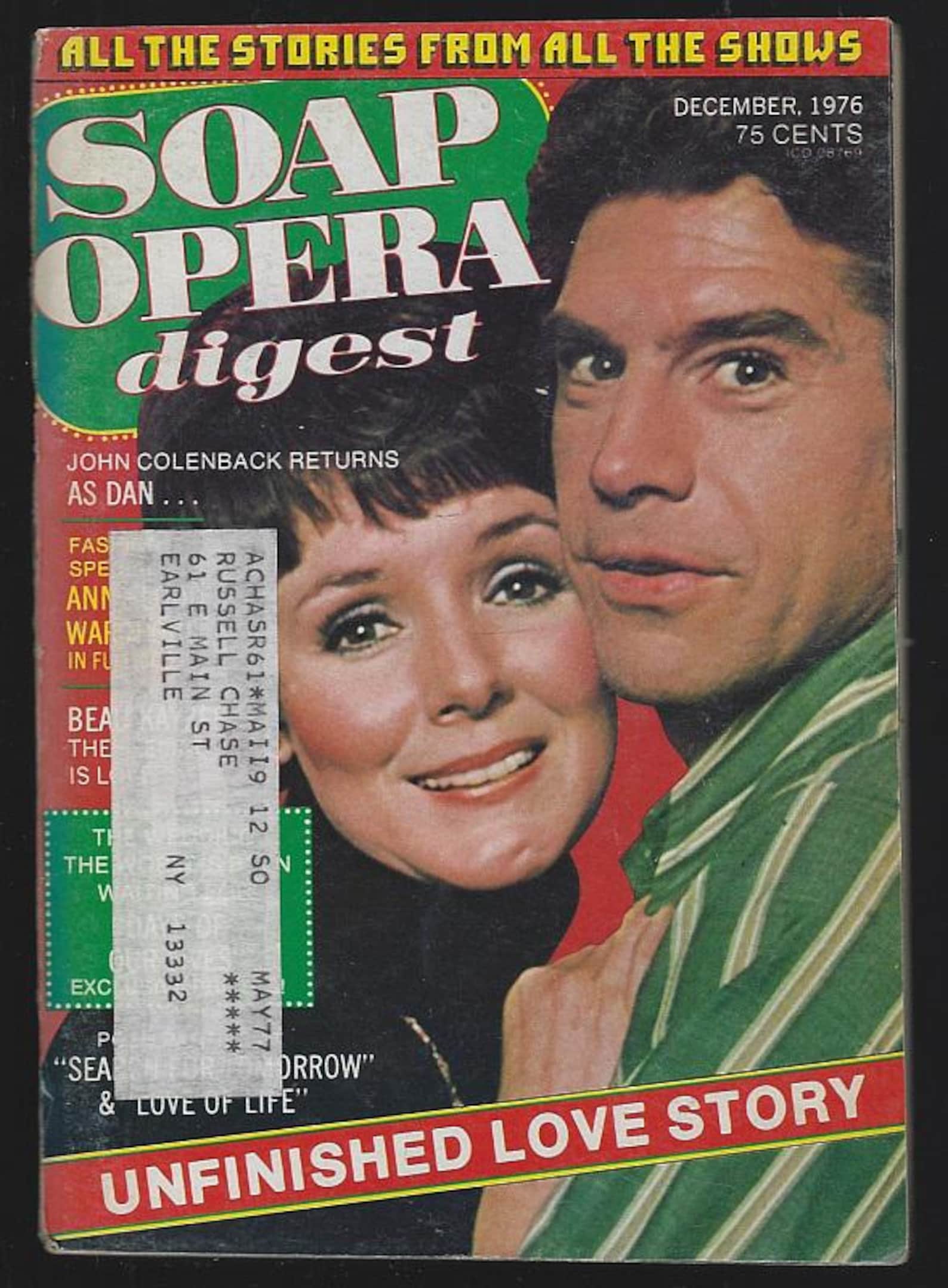 Soap Opera Digest Magazines 1976 Ryan's Hope, Love of Life, as the ...