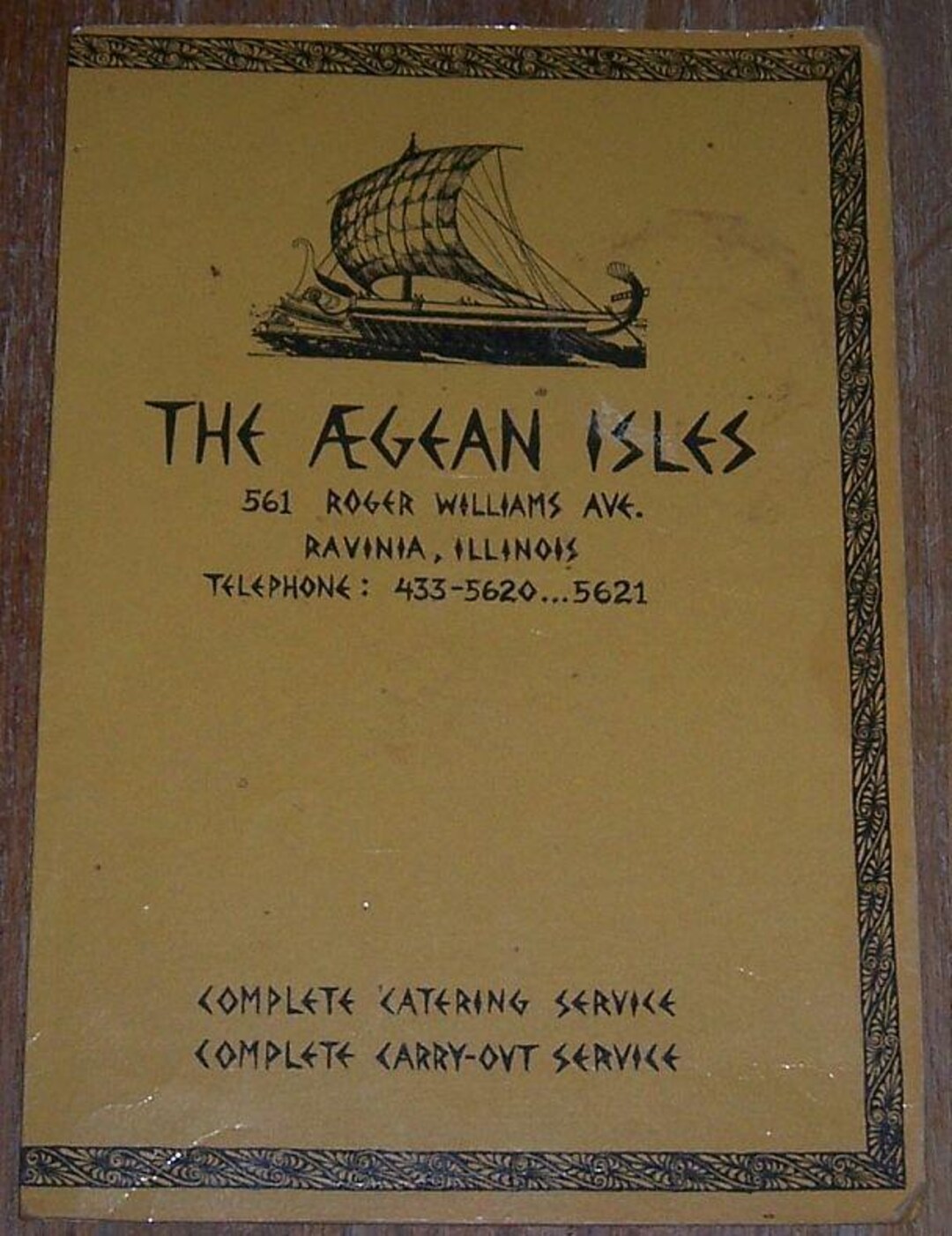 Menu From Agean Isles, 561 Roger Williams Avenue, Ravinia, Illinois ...