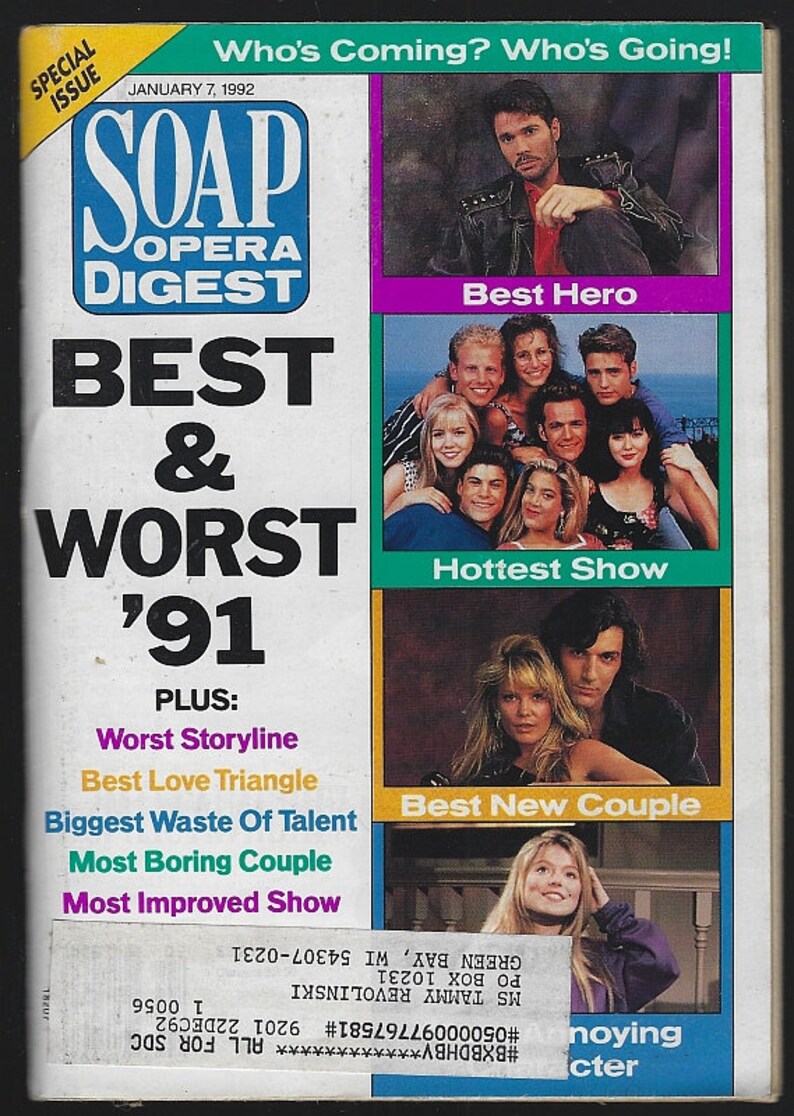 Soap Opera Digest Magazine 1991 Issues General Hospital Days of Our ...