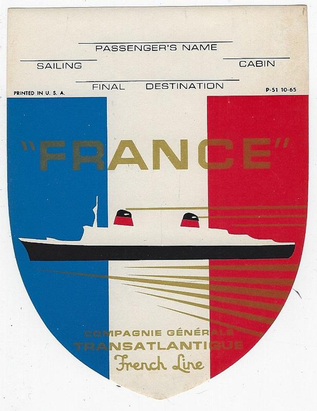 Cruise Ship Luggage Labels Transatlantique French Line and Turbonave ...