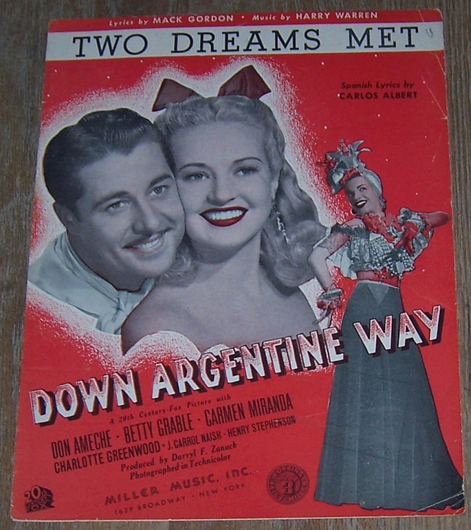 Carman Miranda Movie Sheet A Date With Judy, Doll Face, Copacabana ...
