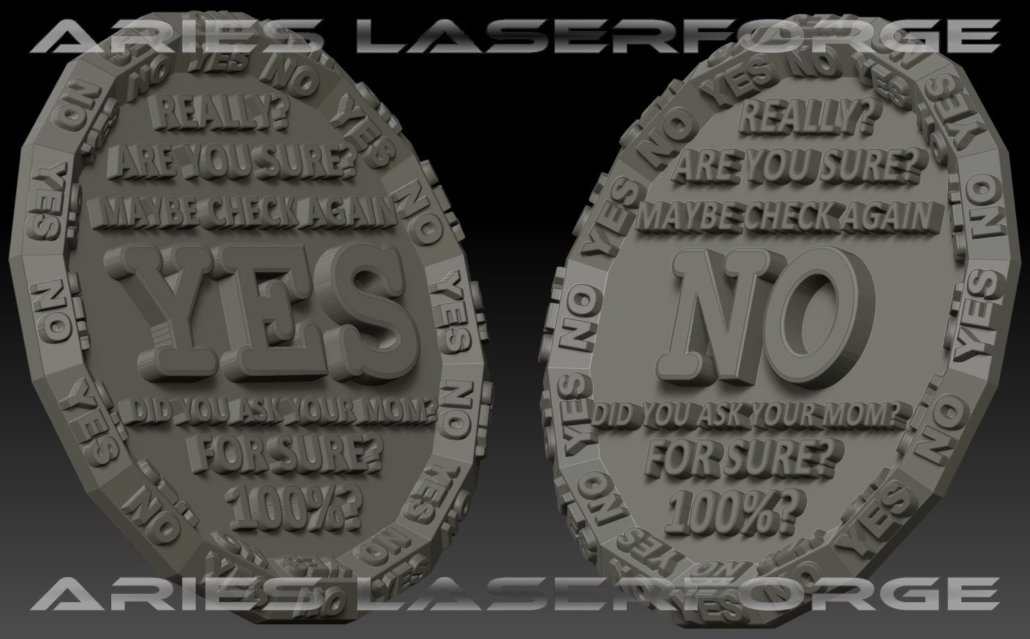 CNC STL Yes No Coin 3D Model - Etsy