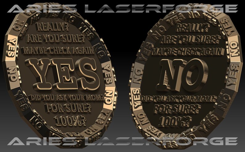 CNC STL Yes No Coin 3D Model - Etsy