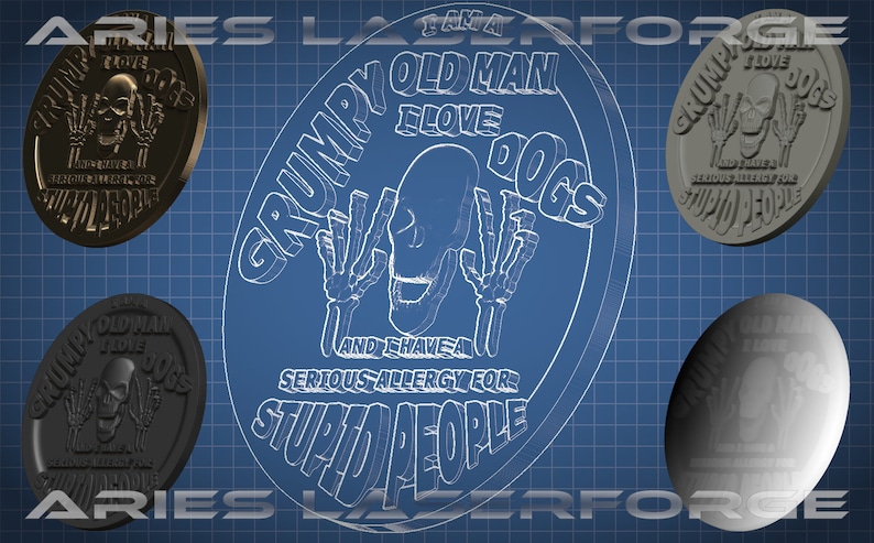 CNC STL Grumpy Old Man Coin 3D Model - Etsy Australia