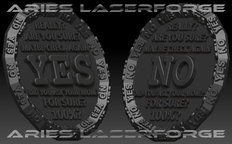 CNC STL Yes No Coin 3D Model - Etsy