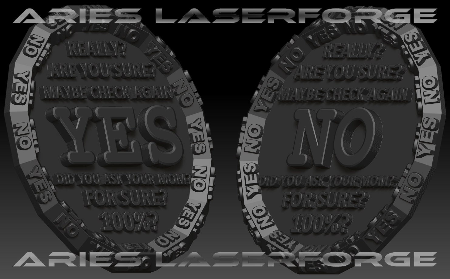 CNC STL Yes No Coin 3D Model - Etsy