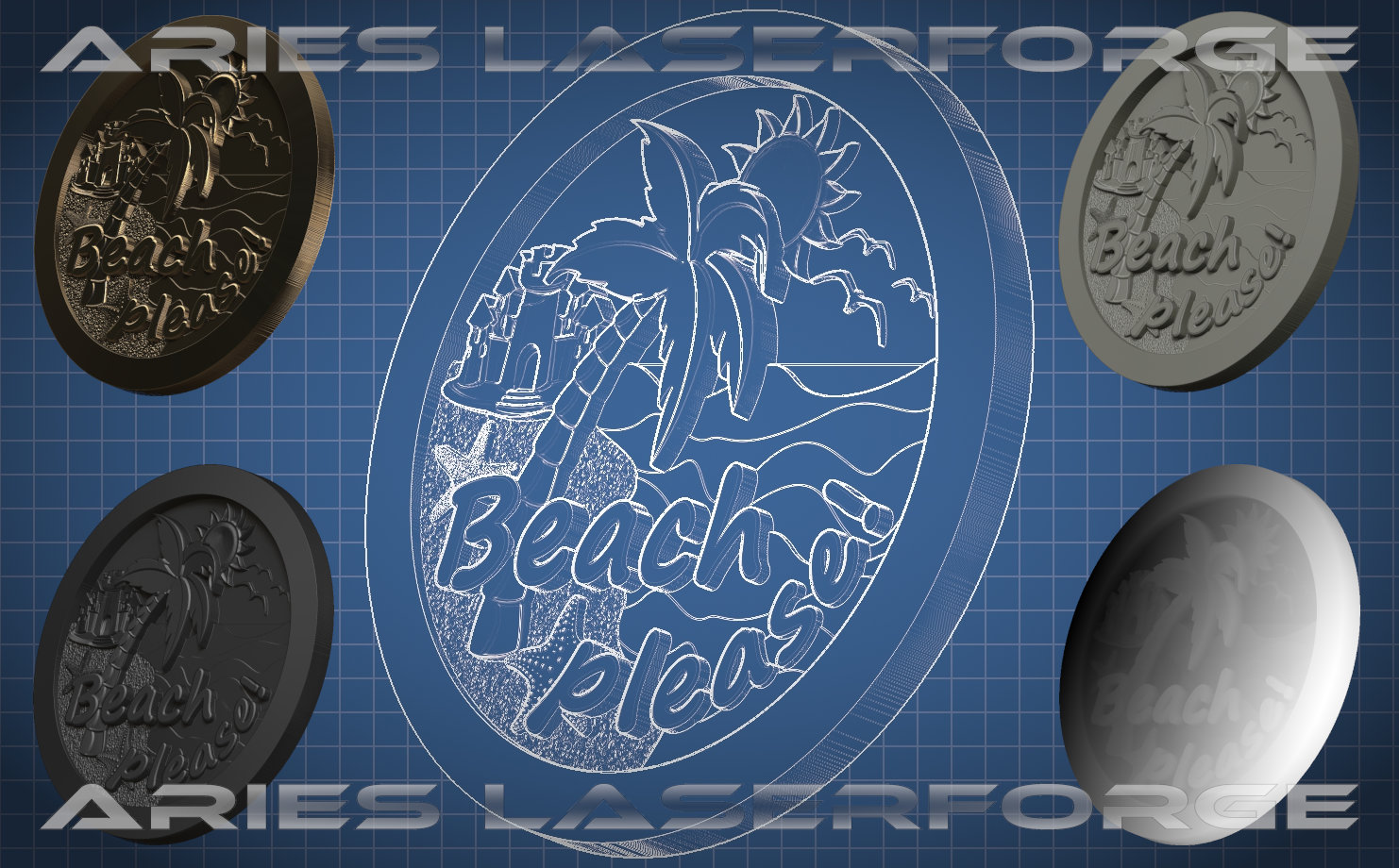CNC STL Beach Please! Coin 3D Model - Etsy