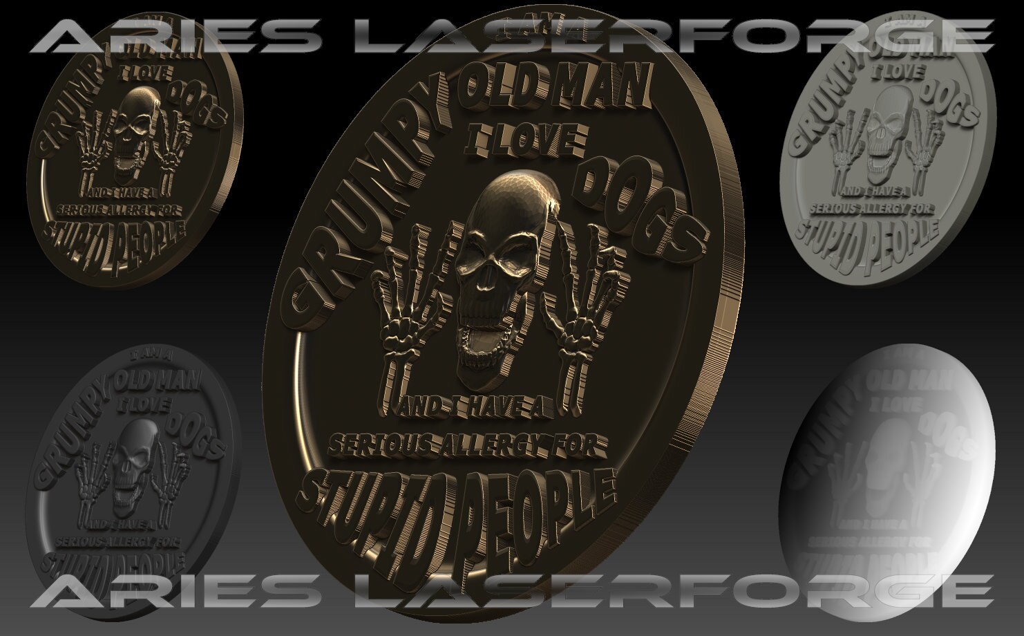 CNC STL Grumpy Old Man Coin 3D Model - Etsy