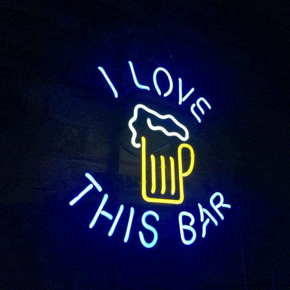 Neon Sign Custom I Love This Bar Handcraft Home Art Man Cave Decor Neon ...