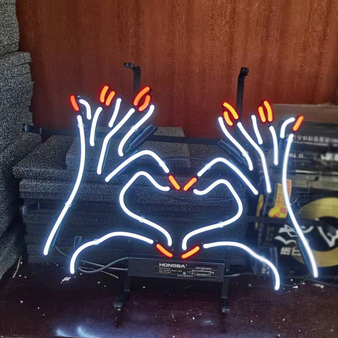 Heart Hands Neon Sign Art Home Neon Light Bedroom Décor Neon Sign - Etsy