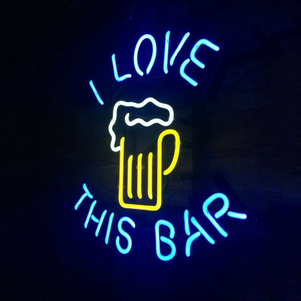 Neon Sign Custom I Love This Bar Handcraft Home Art Man Cave Decor Neon ...