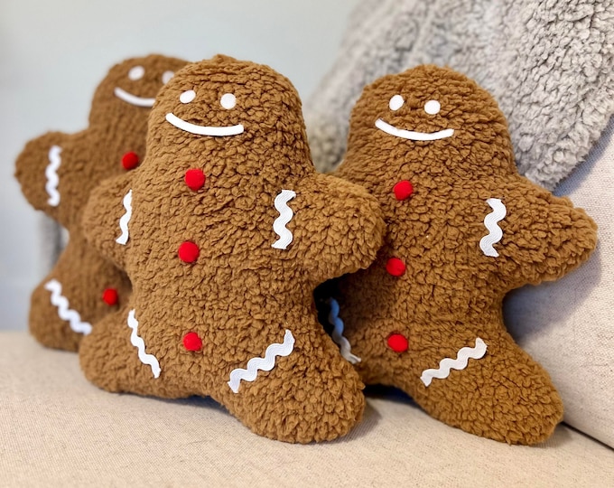 Plush Sherpa Gingerbread Man Pillow/decor Sherpa Christmas Pillow ...
