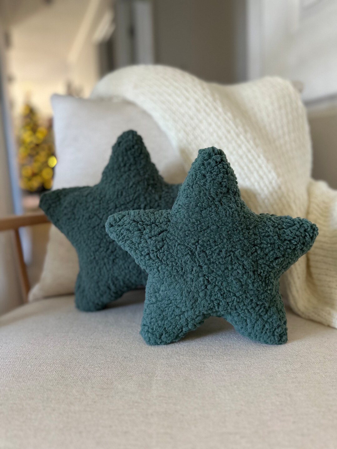 Perfectly Imperfect Sherpa Star Decor Pillow in Teal Star Shaped Pillow ...