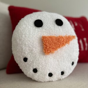 Plush Sherpa Mini Snowman Face Pillow - Small Snowman Face Pillow ...