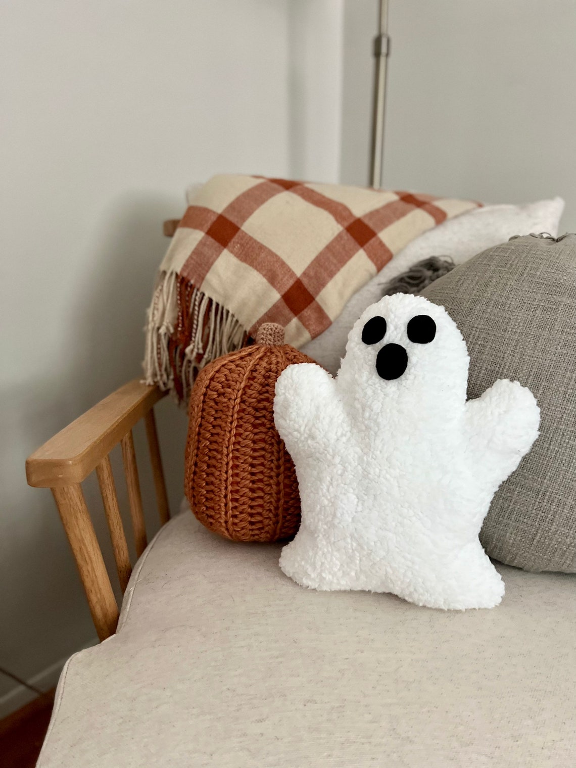 Plush Sherpa Ghost Pillow Halloween Pillows Halloween & - Etsy