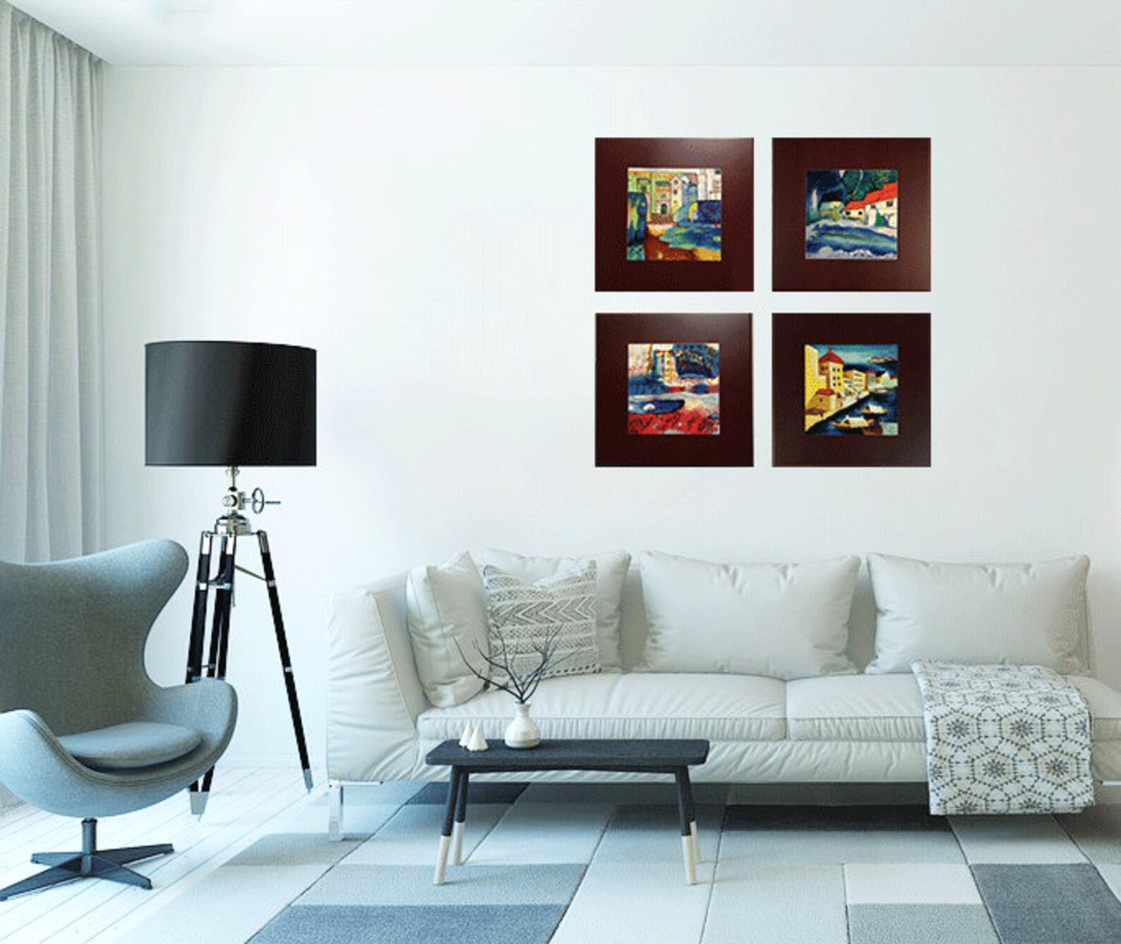 Ceramic Tile Art With Frame, Hand Painted, Decorative Tile Art, Wall ...