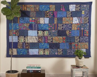 Handmade Wall Hanging , Sari Patchwork Wall Hanging Tapestry Indian Vintage Bohemian Wall ...