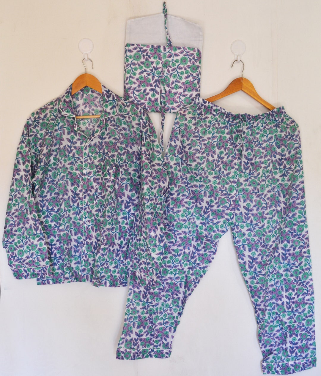Sale ! Floral Print Pajamas, Indian Handmade Night Dress, High Quality ...