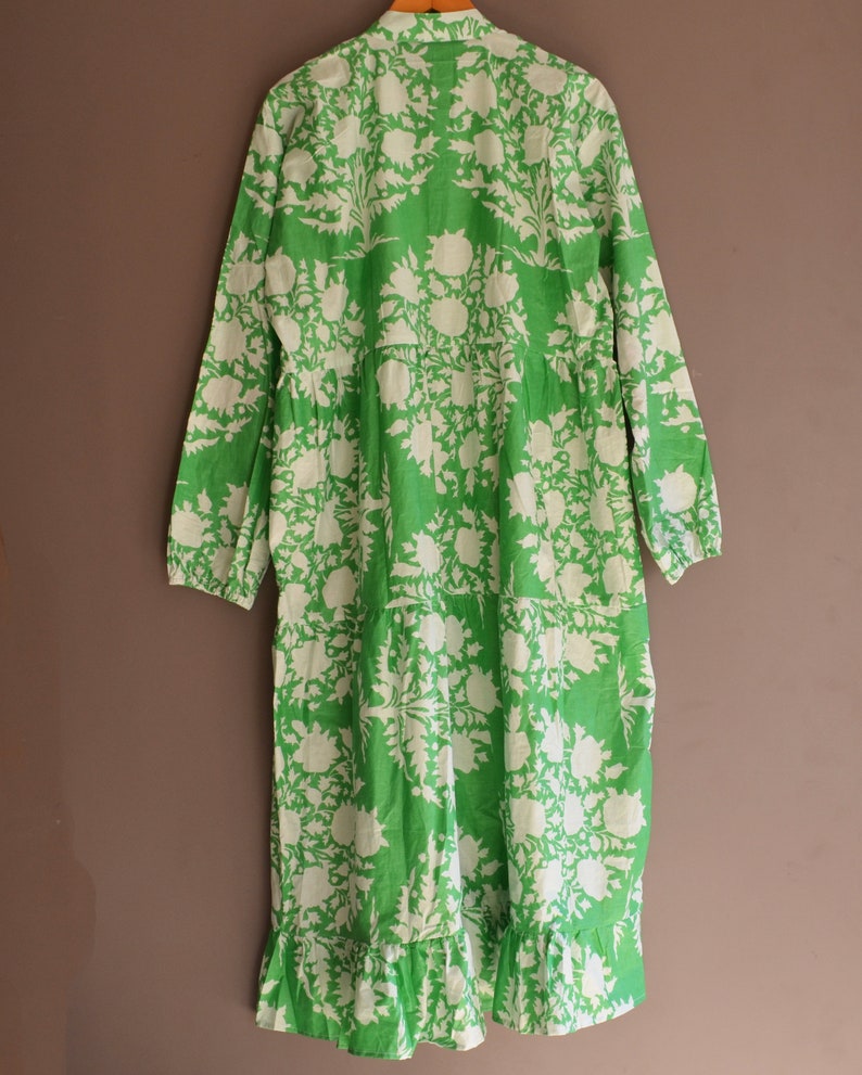 Organic Cotton Women Wear Dress Leaf Block Print Women Long - Etsy