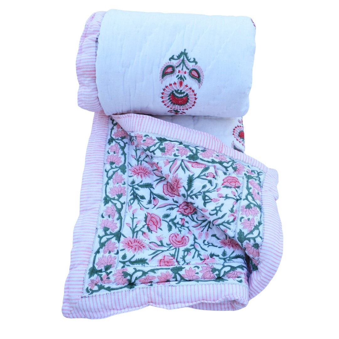 Jaipuri Winter Warm Razai Quilt 100% Cotton Winter Razai Bed Cover ...