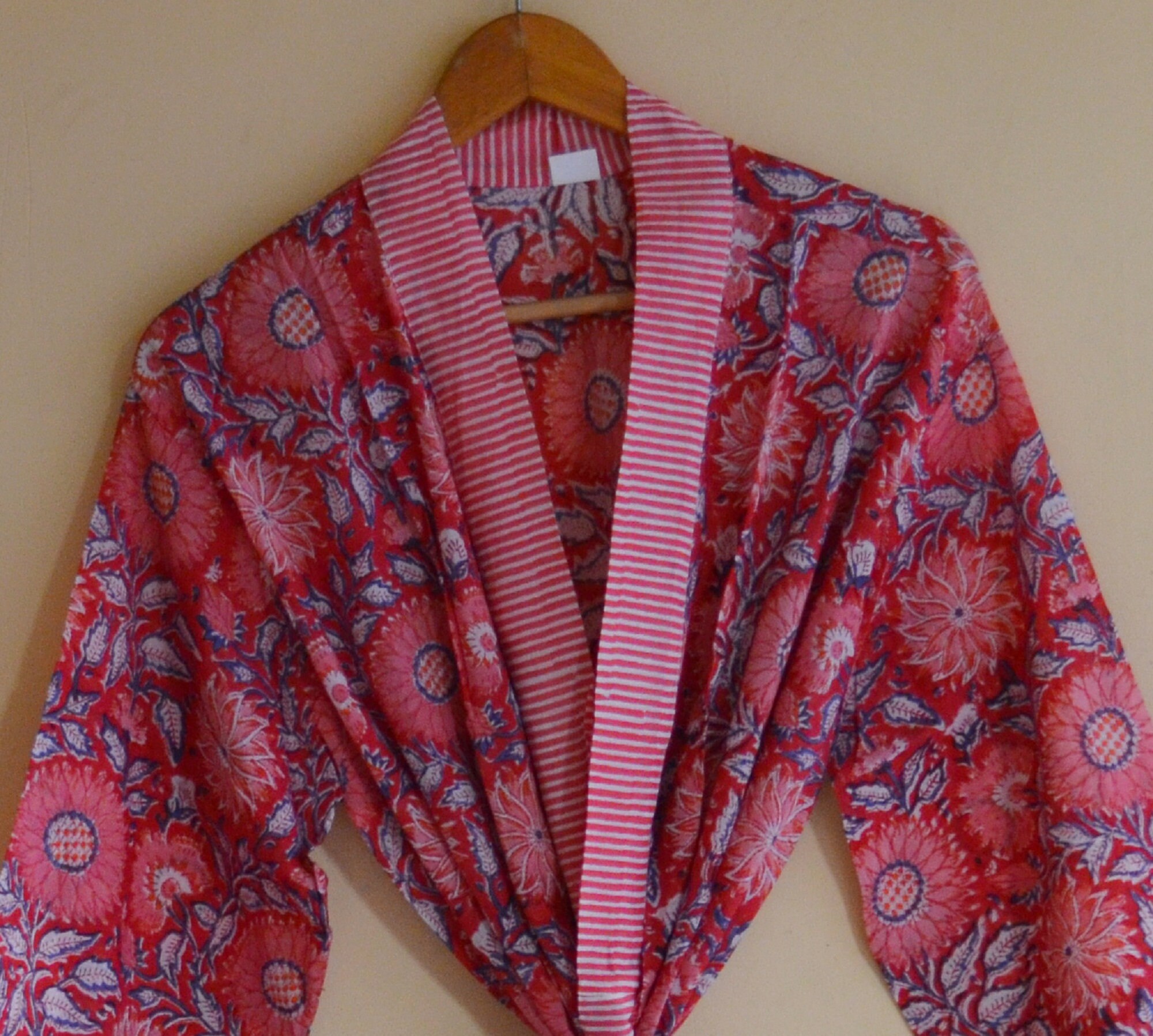 Luxury Cotton Long Robe With Floral Print / Hand Block Print - Etsy