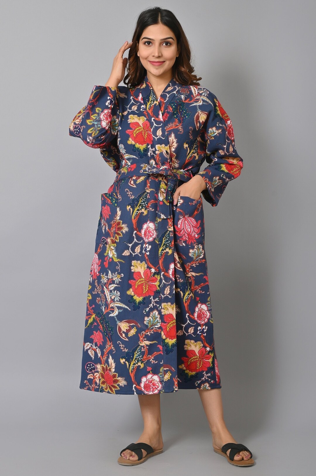 Luxury Bathrobe, Waffle Linen Turkish Robes, Linen Spa Robe ...