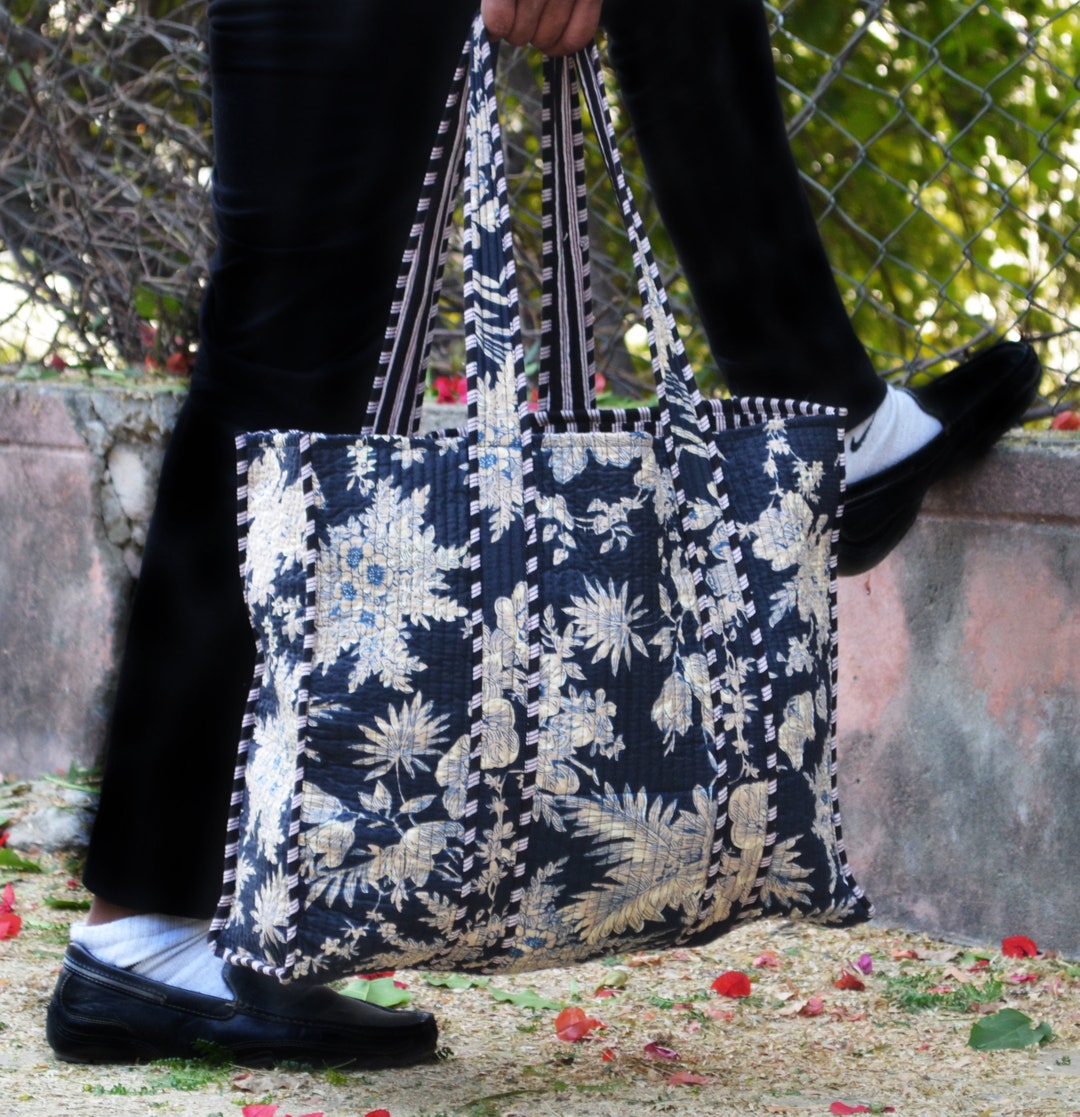 Indian Handmade Cotton Shopping Tote Bag Women Tote Bag Handmade Block ...