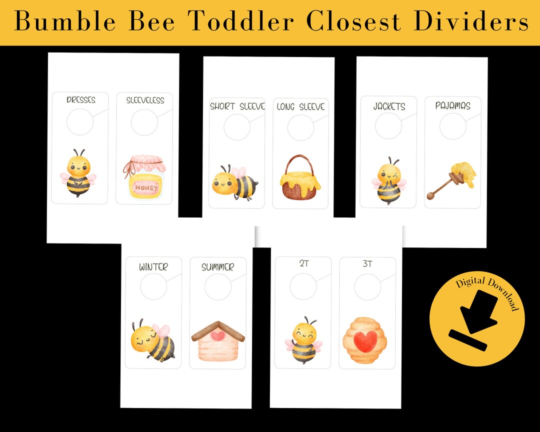 Toddler Closet Dividers, Bubble Bee, Toddler Organization, Bee, Labels ...