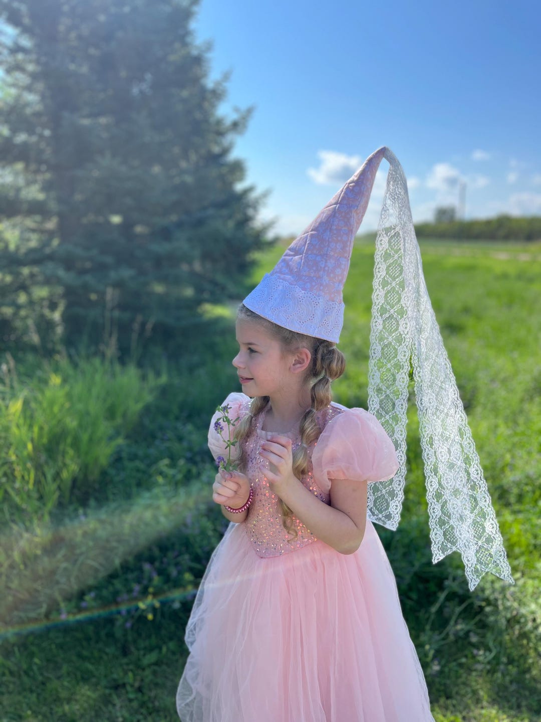 Handmade Cotton Princess Hat With Lace Veil - Kids, Toddler and Adult ...