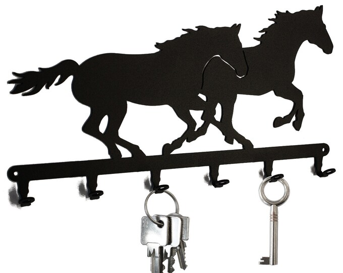 Horse & Foal lg Key Rack Hanger/ Leash Hooks Farm Country Decor Metal 9 ...