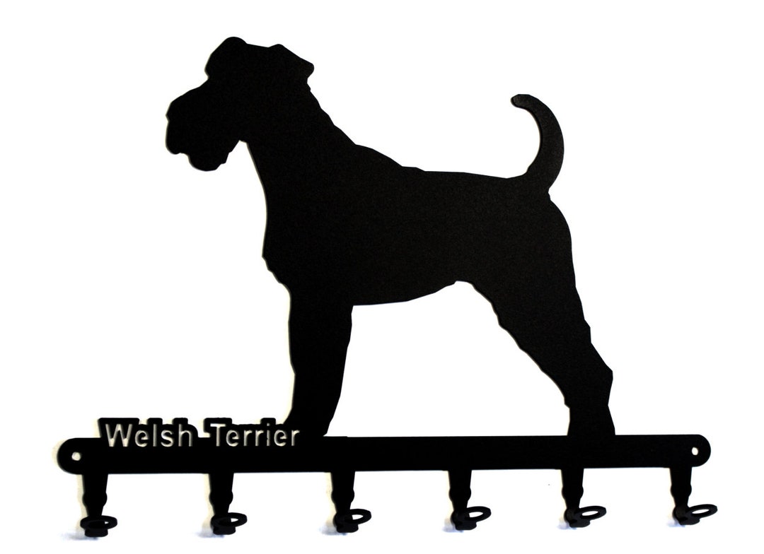 Key Rack / Hook Rail * Welsh Terrier * - Key Board - 6 Hooks - Black ...