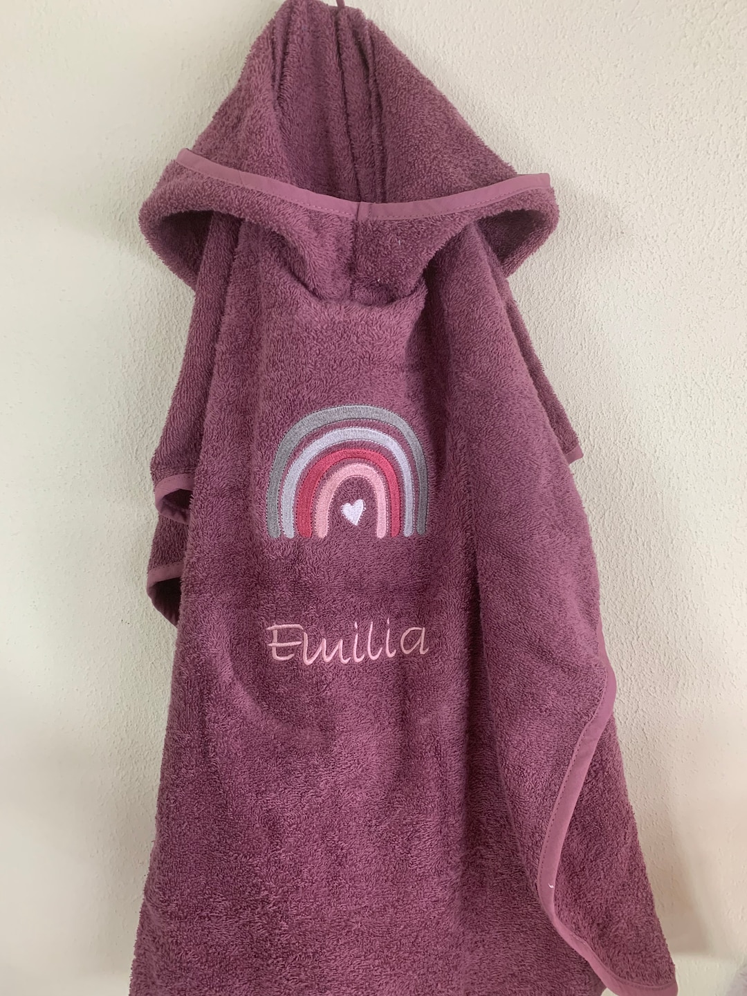 Bath Poncho, Baby Poncho, Embroidered With Rainbow and Name - Etsy