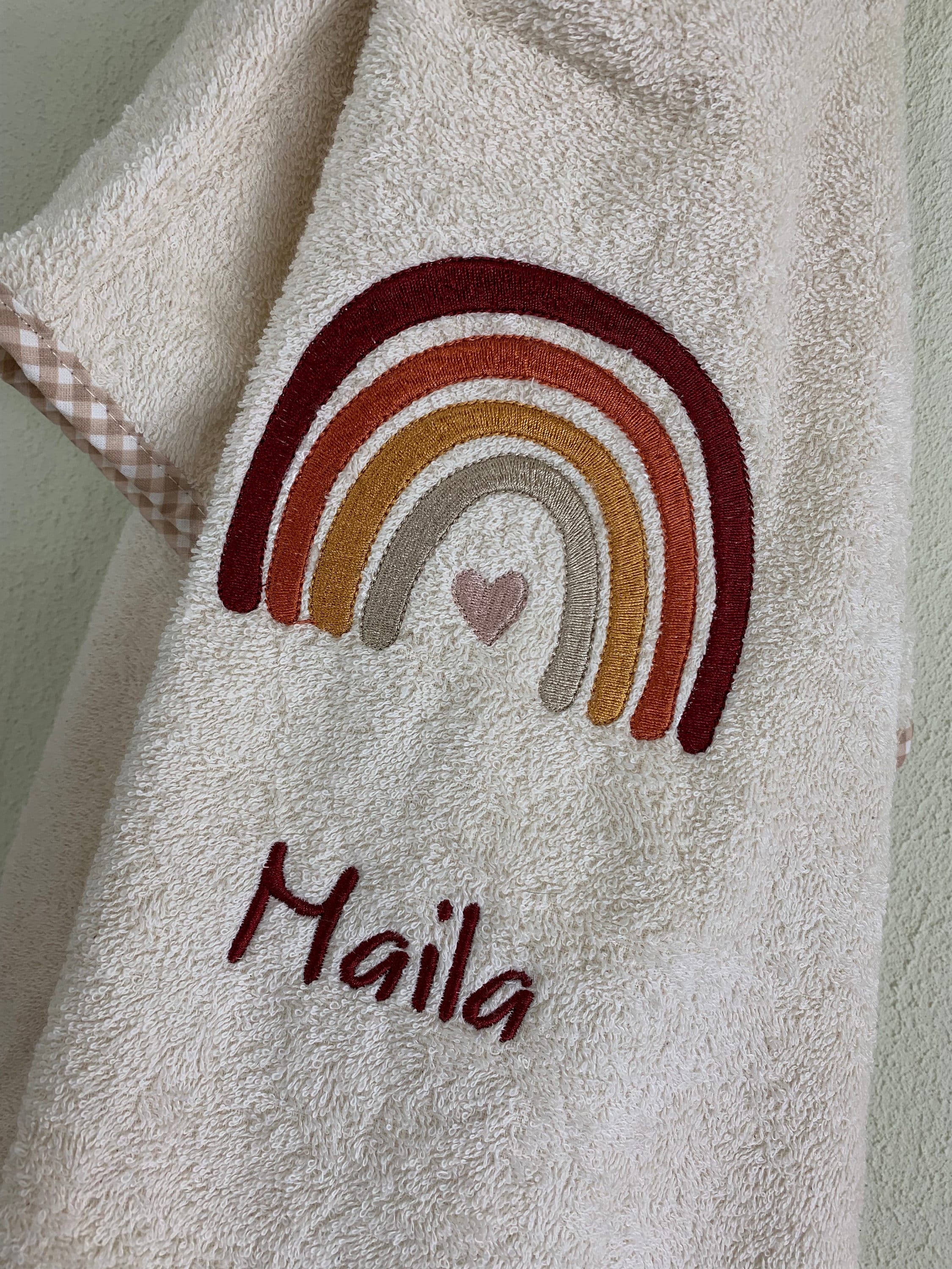 Bath Poncho, Baby Poncho, Embroidered With Rainbow and Name - Etsy