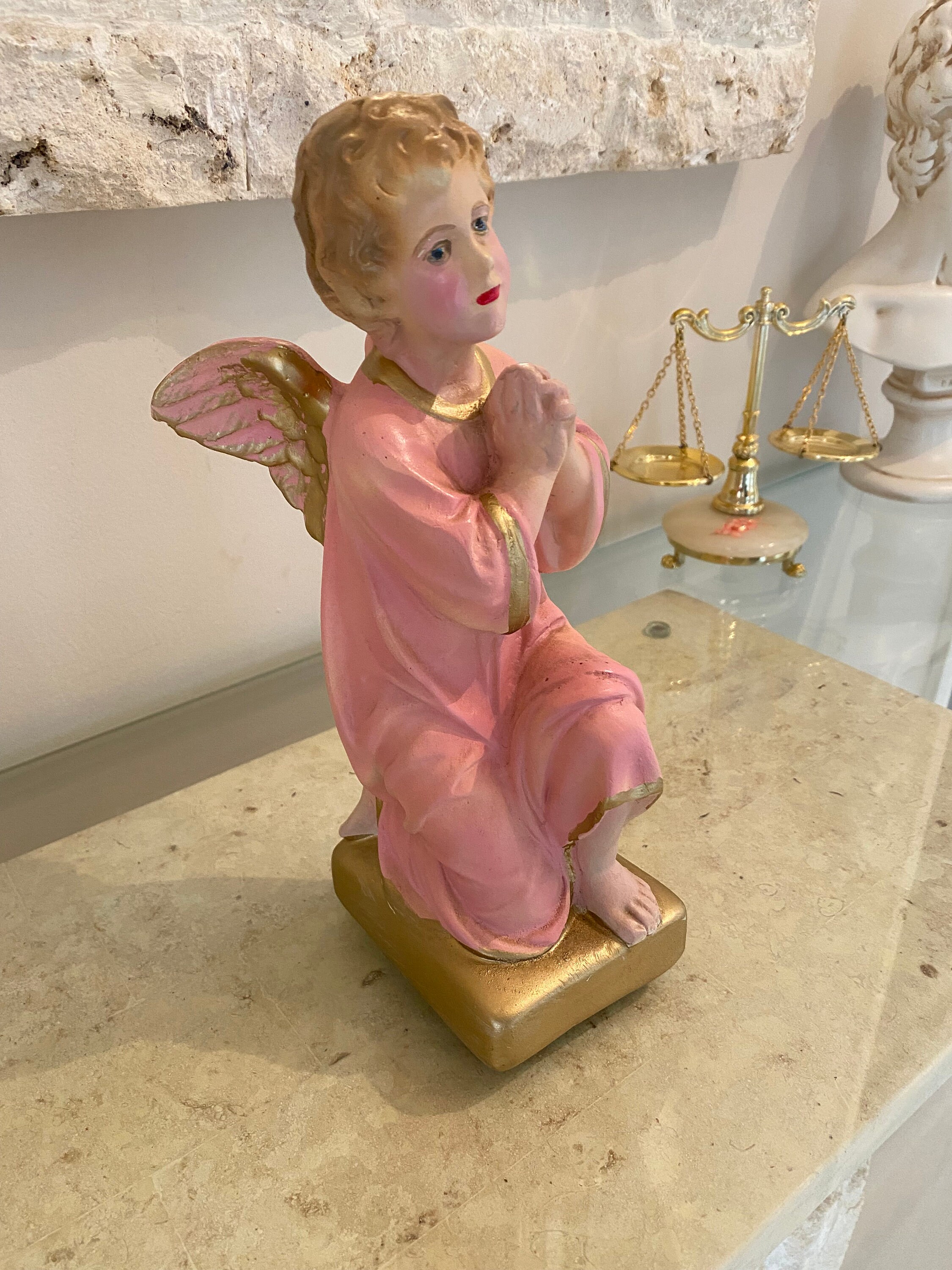 Vintage Plaster Angel Statue - Etsy