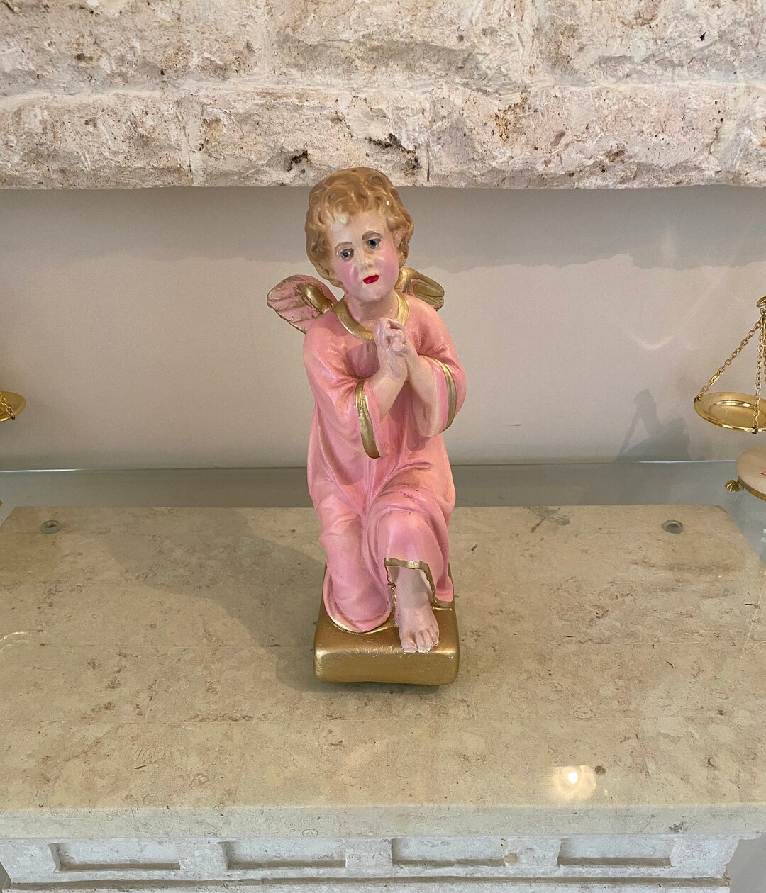 Vintage Plaster Angel Statue - Etsy
