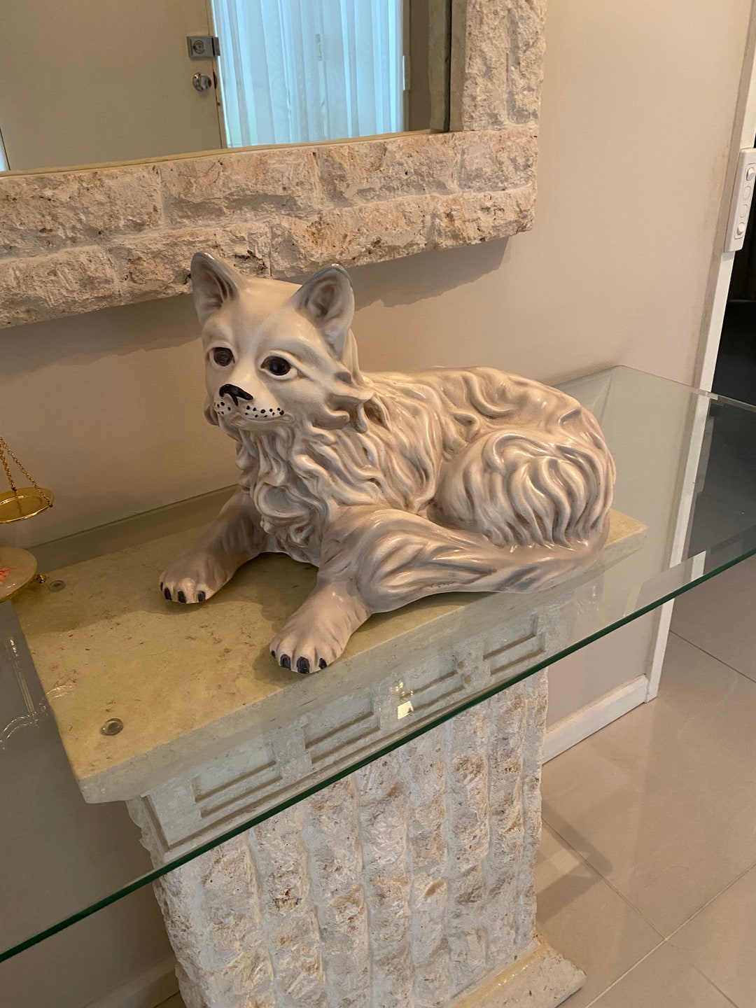 Vintage Plaster Cat Statue - Etsy
