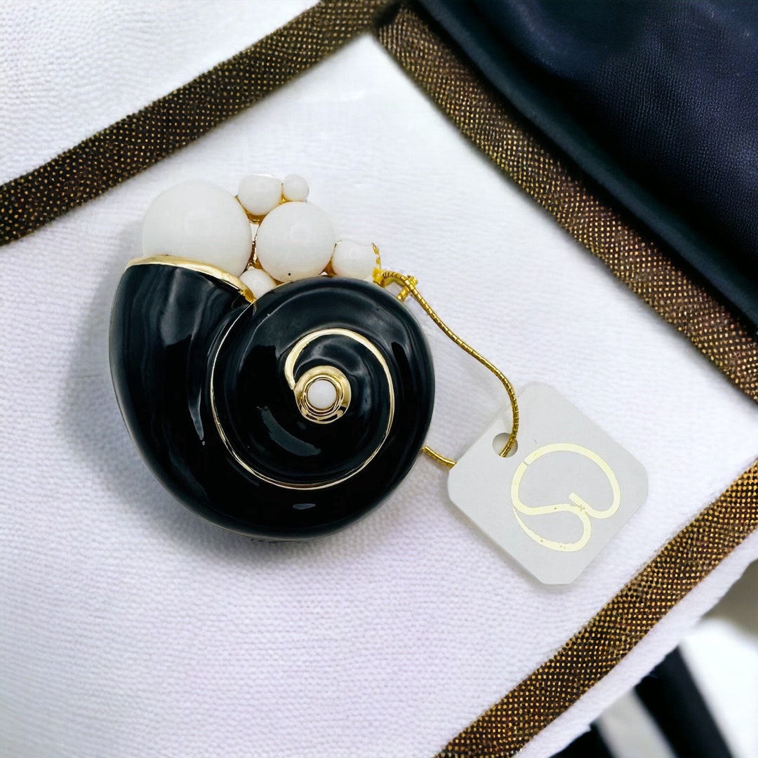 Vintage St. John Shell Brooch Pin Dark Blue Enamel With Tag Designer ...