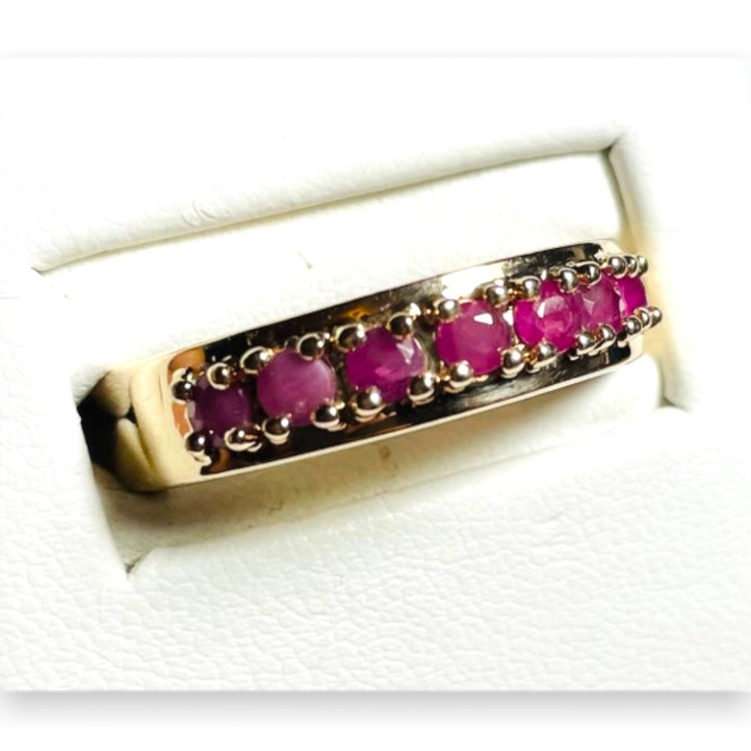 Vintage Ross Simons Gold Vermeil Sterling Silver Ruby Band Ring Sz 10 ...