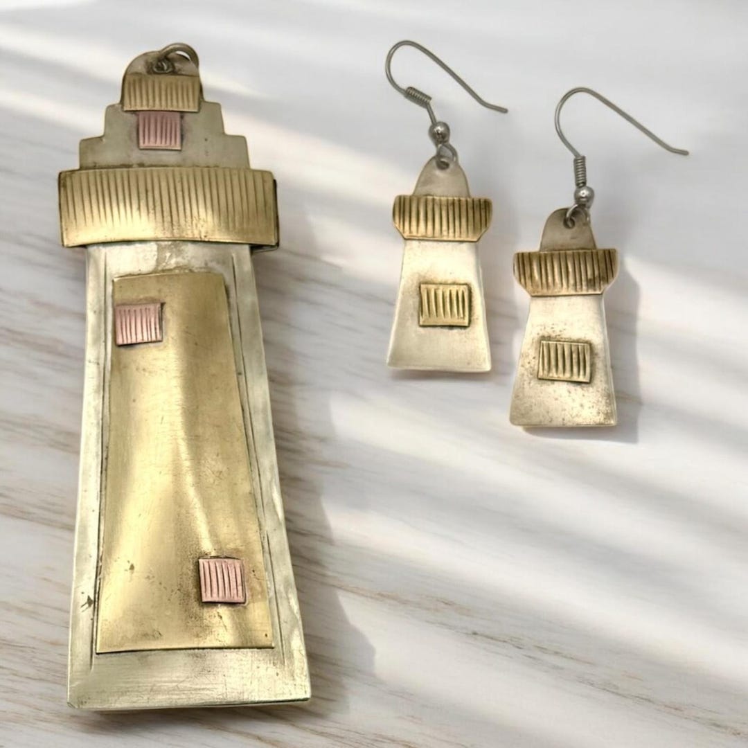 Vintage Artist Handmade Mixed Metals Modernist Necklace Pendant and ...