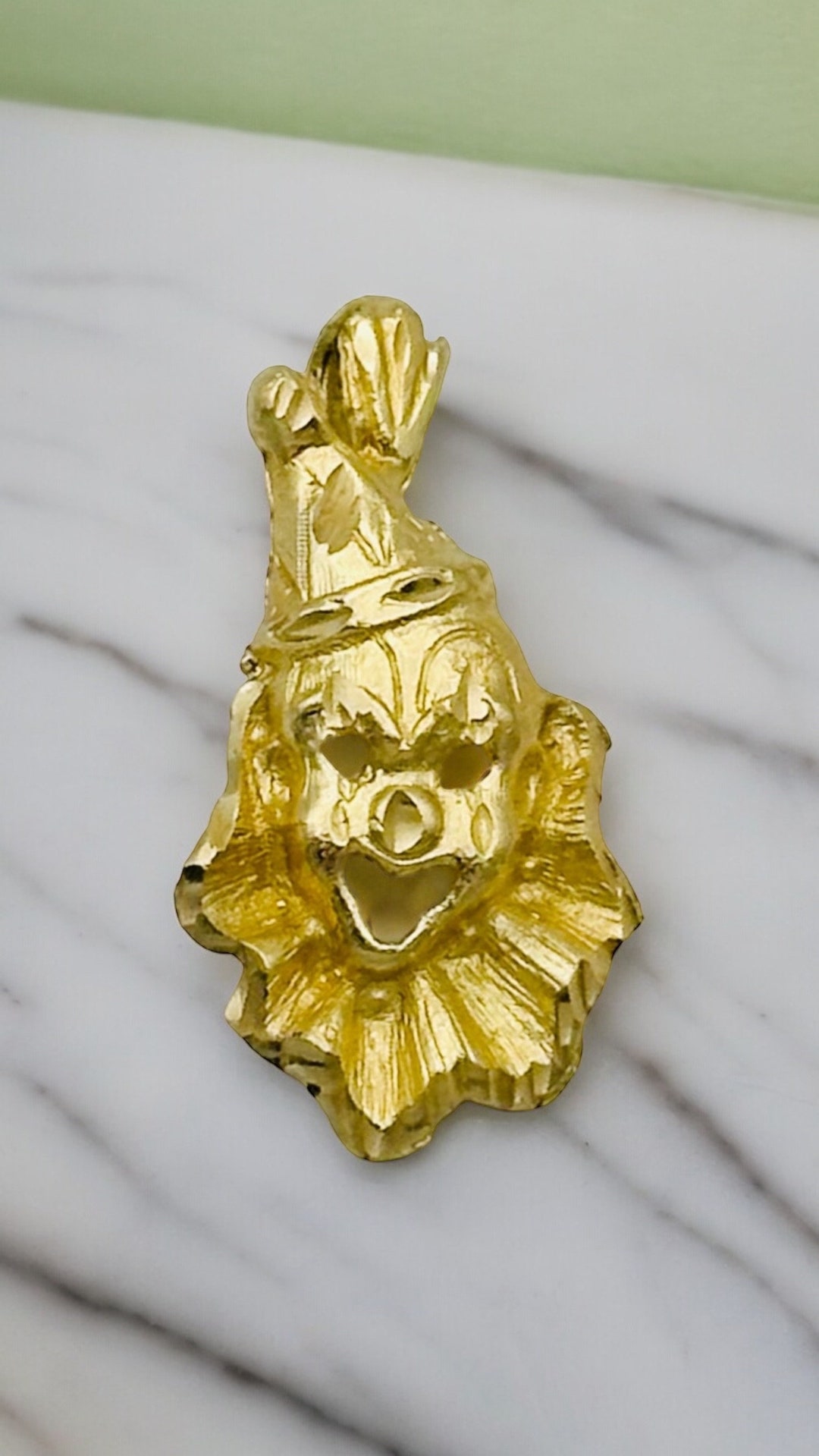 Vintage 14k Solid Yellow Gold Clown Necklace Pendant 1 Inch Retro ...