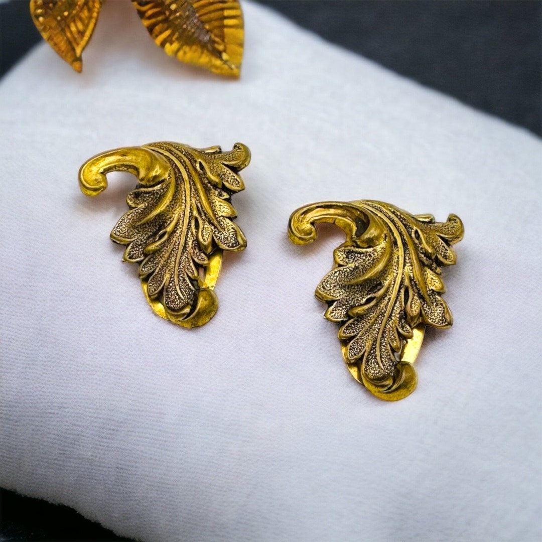 Antique Gold Brass Floral Leaf Dress Clips Skirt Fur Shoe - Etsy