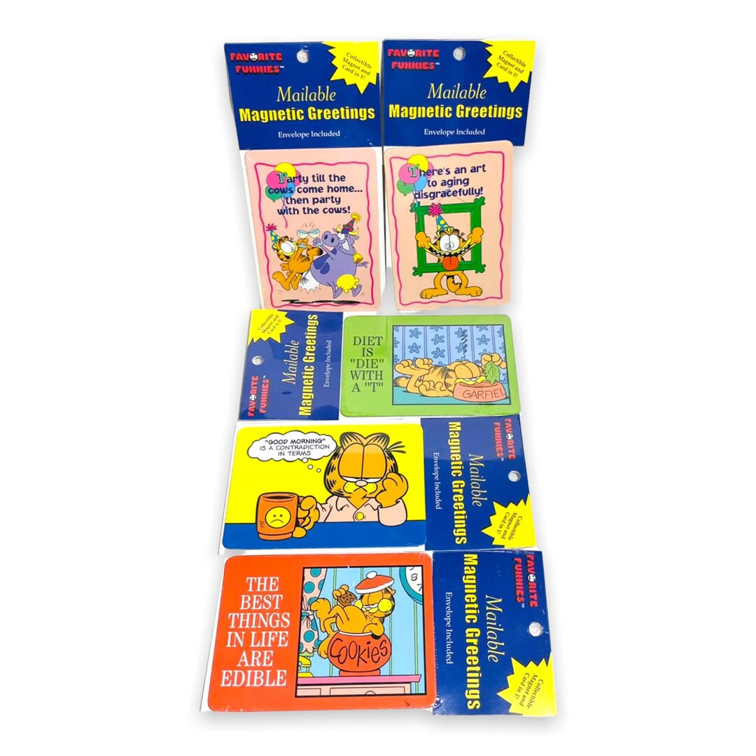 Vintage Garfield Magnetic Greeting Card Lot of 5 New Sealed 1997 Made ...