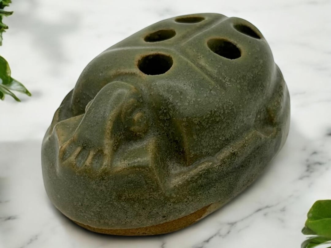 Antique Fulper Pottery Scarab Flower Frog C1910s Unsigned Rare HTF Arts ...