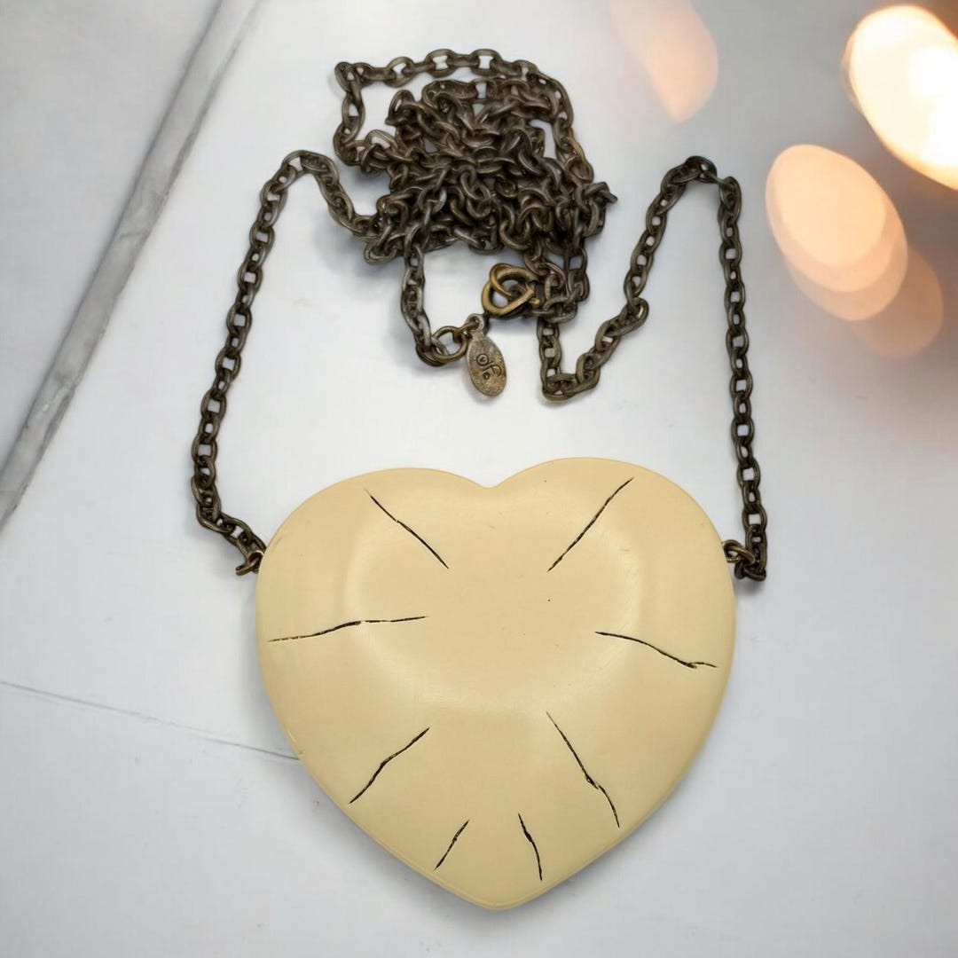 Vintage DVF Cream Lucite Heart Necklace: Designer Statement Jewelry - Etsy