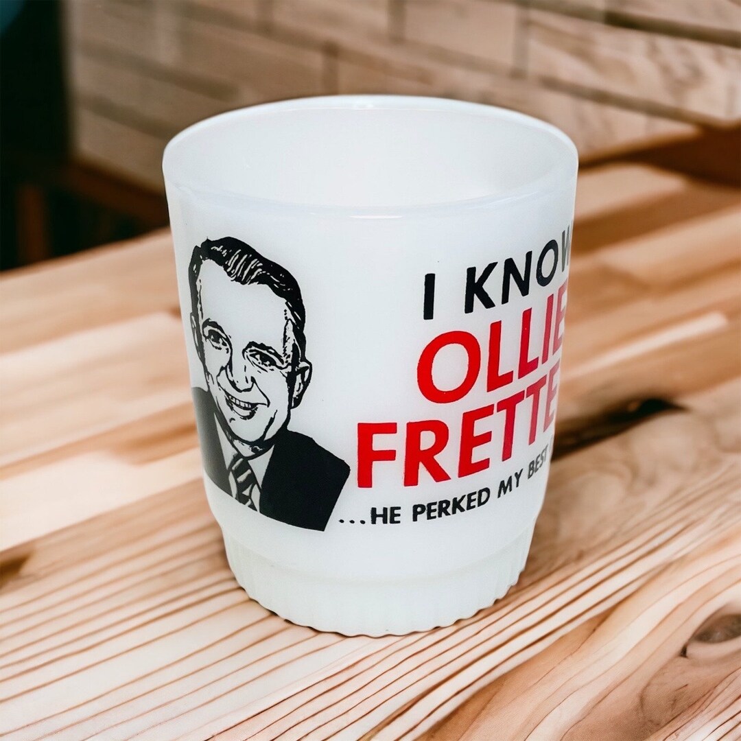 Rare Vintage Anchor Hocking Fire King Mug Ollie Fretter Appliance ...